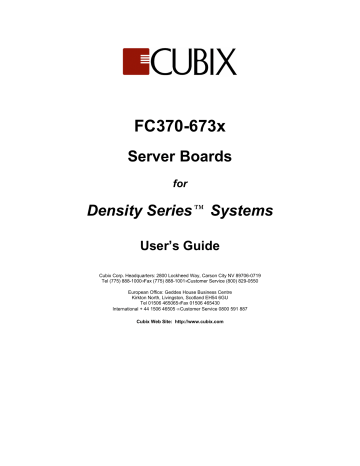 Cubix Density Series FC370-673x Server Boards User’s Guide | Manualzz