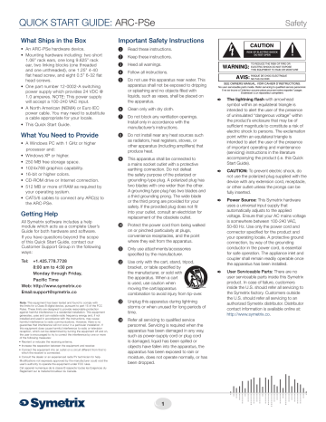 Symetrix ARC-PSe Quick Start Guide | Manualzz