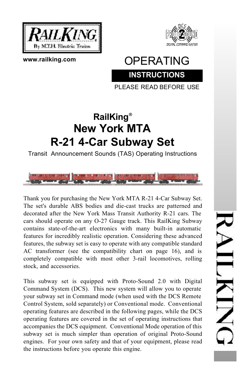 MTH 30-2198-1 Operating Instructions | Manualzz