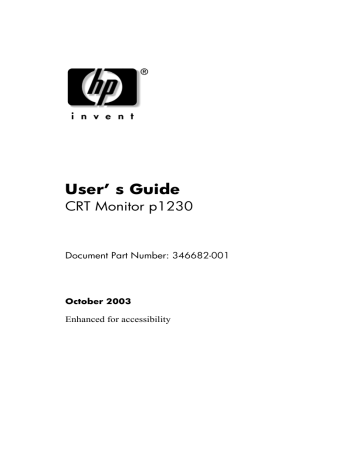 HP CRT monitor p1230 User's Guide | Manualzz