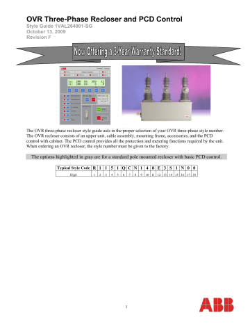 ABB Three-Phase Recloser Style Guide | Manualzz