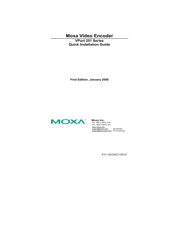 Moxa VPort 251 Quick Installation Guide | Manualzz