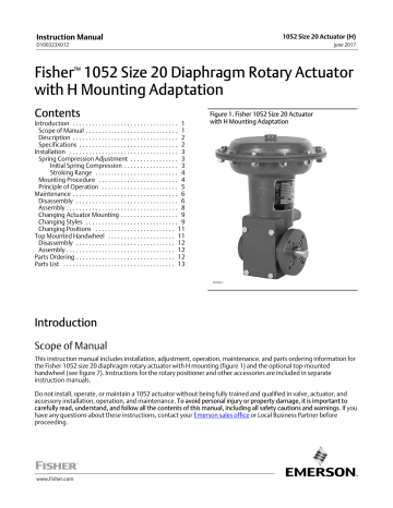 Fisher 1052 Size 20 Diaphragm Rotary Actuator Instruction manual | Manualzz