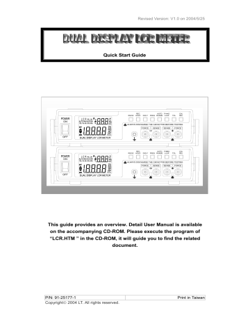 Dual Display LCR Meter Quick Start Guide | Manualzz