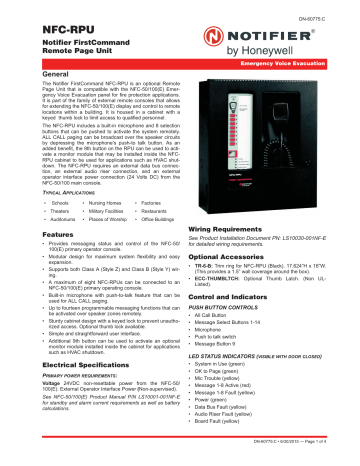 Notifier NFC-RPU Data Sheet | Manualzz