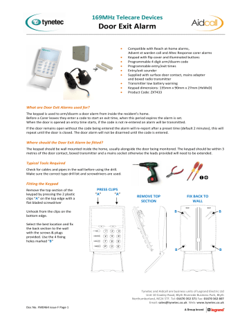 Door Exit Alarm ZXT433 User Manual | Manualzz