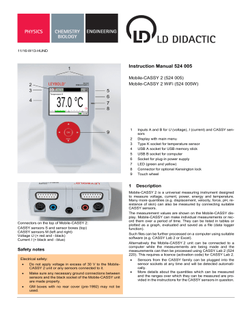 LD DIDACTIC Mobile CASSY 2 Instruction Manual | Manualzz