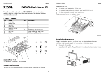 RIGOL DG5000 Rack Mount Kit Installation Guide | Manualzz