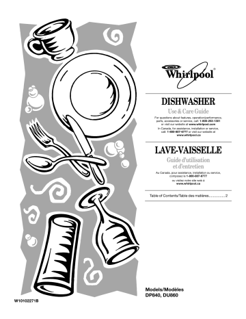 Whirlpool Dishwasher DP840, DU860 Use & Care Guide | Manualzz