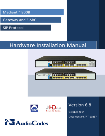 AudioCodes Mediant 800 Hardware Installation Manual | Manualzz