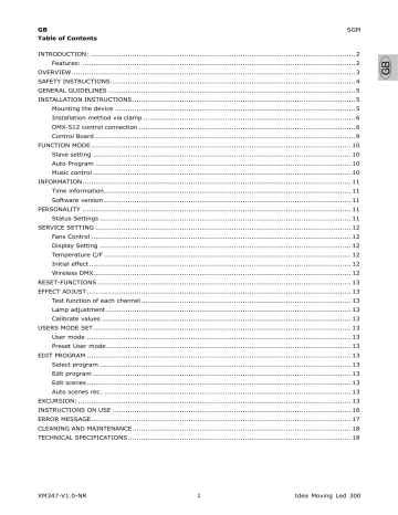 Idea Moving Led 300 User Manual | Manualzz