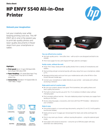 HP ENVY 5540 AIO WIFI PRINTER Instruction Manual | Manualzz