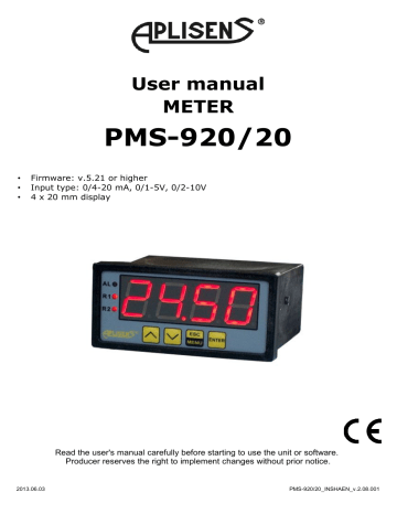 Aplisens PMS-920/20 | Manualzz