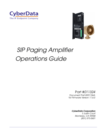 CyberData SIP Paging Amplifier 011324 Operations Guide | Manualzz