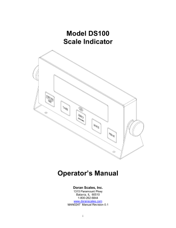 Scale Indicator DS100 Operator’s Manual | Manualzz