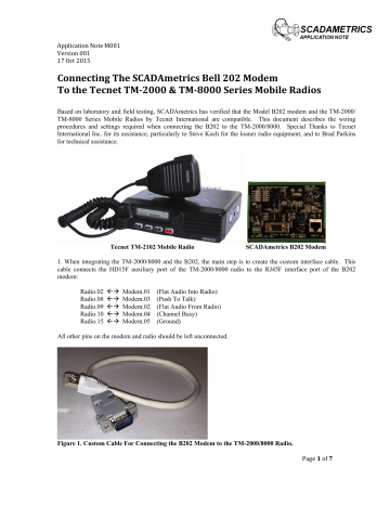 SCADAmetrics Bell 202 Modem TM-2000/8000 Application Note | Manualzz