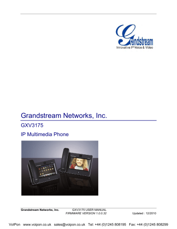 GXV 3175 IP Multimedia Phone User Manual | Manualzz