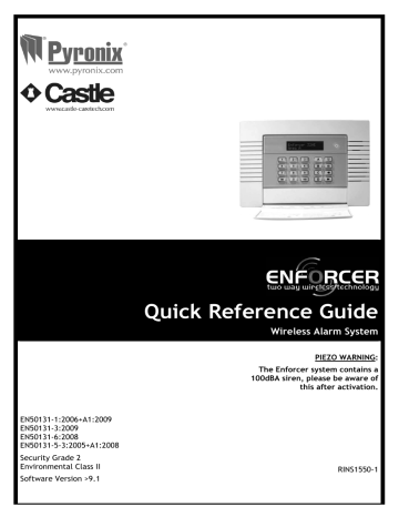 Pyronix Enforcer Wireless Alarm System Quick Reference Guide | Manualzz