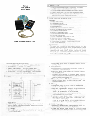 Solar Meter PCE-SPM 1 Manual | Manualzz