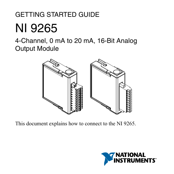 National Instruments NI 9265 Getting Started Manual | Manualzz