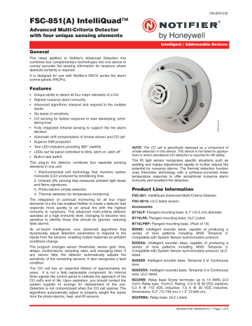Notifier FSC-851 (A) IntelliQuad Data Sheet | Manualzz
