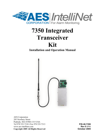 AES 7350 Integrated Transceiver Installation Manual | Manualzz