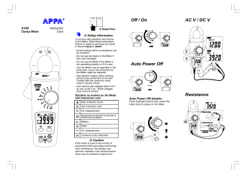 APPA A10N Clamp Meter Instruction Card | Manualzz