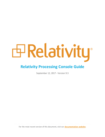 Relativity Processing Console User Guide | Manualzz