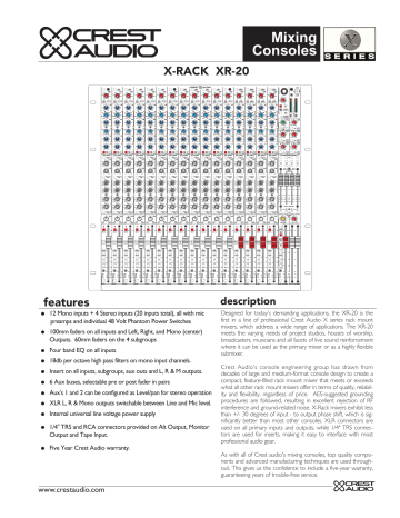 Crest Audio X-RACK XR-20 - Brochure | Manualzz