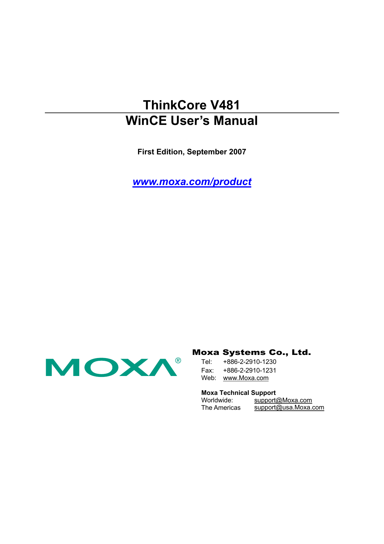 Moxa Technologies ThinkCore V481 User manual | Manualzz