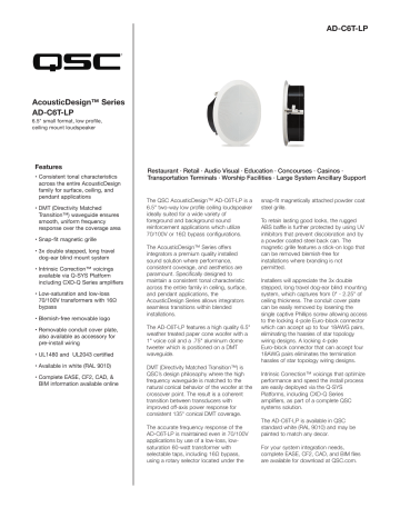 QSC AD-C6T-LP Spec sheet | Manualzz