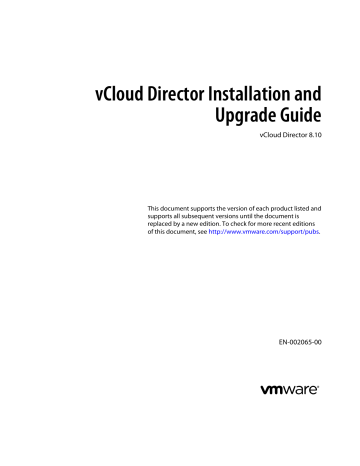 VMware vCloud Director 8.10 Installation and Upgrade Guide | Manualzz