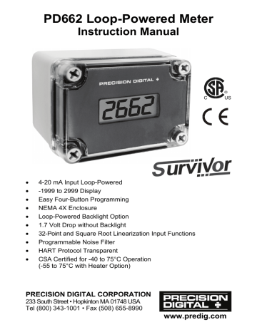 Loop-Powered Meter Survivor PD662 Instruction Manual | Manualzz
