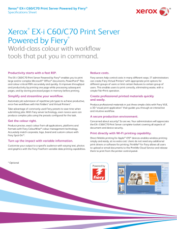 Xerox EX-i C60/C70 Print Server Specifications Sheet | Manualzz