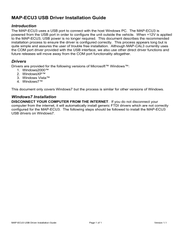 MAP-ECU3 USB Driver Installation Guide | Manualzz