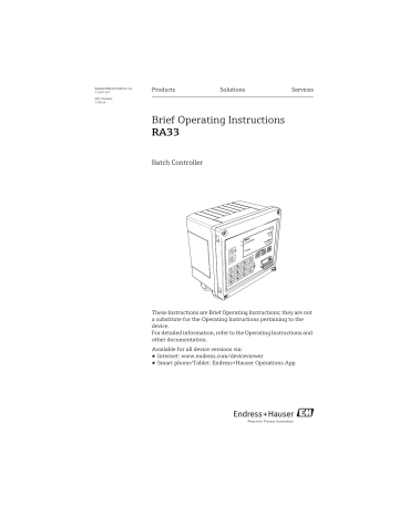 Endres+Hauser Batch Controller RA33 Short Instruction | Manualzz