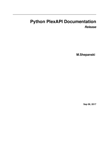Python PlexAPI Documentation | Manualzz
