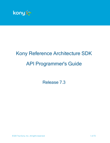 Kony Reference Architecture SDK API Programmer's Guide | Manualzz