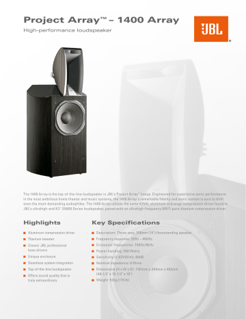 JBL 1400 ARRAY Datasheet | Manualzz