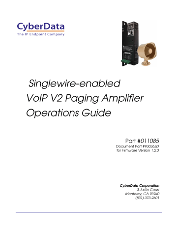 CyberData VoIP V2 Paging Amplifier Operations Guide | Manualzz