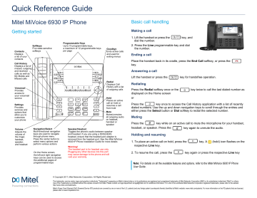 Mitel MiVoice 6930 IP Phone Quick Reference Guide | Manualzz