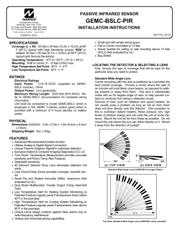 NAPCO GEMC-BSLC-PIR Installation instructions | Manualzz