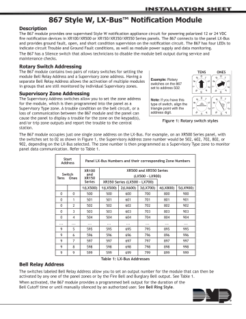 DMP LX-Bus 867 Installation Sheet | Manualzz