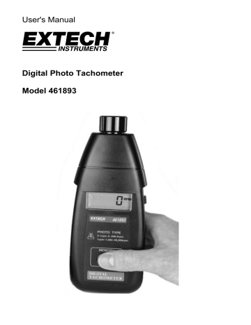 Extech Instruments 461893 Photo Tachometer User's Manual | Manualzz