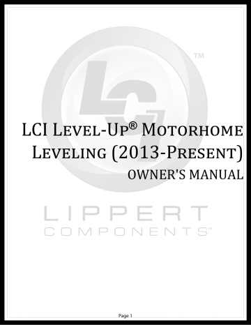 Motorhome Leveling Owner's Manual | Manualzz