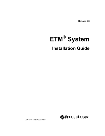SecureLogix ETM System Installation Guide 5.3 | Manualzz