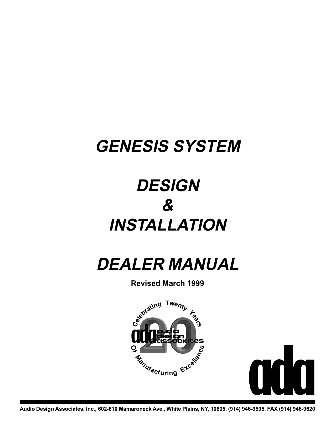 Ada Genesis System Installation manual | Manualzz