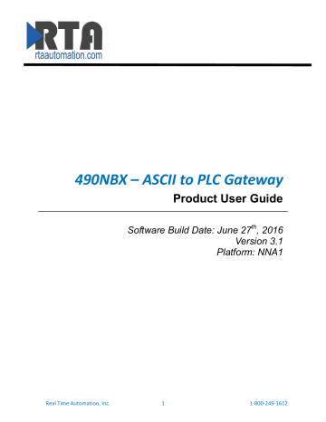 Real Time Automation 490NBX Gateway User Guide | Manualzz