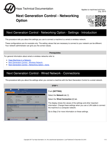 Haas machine Next Generation Control User Manual | Manualzz