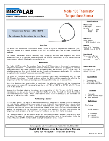 microLAB thermistor temperature sensor 103 user manual | Manualzz